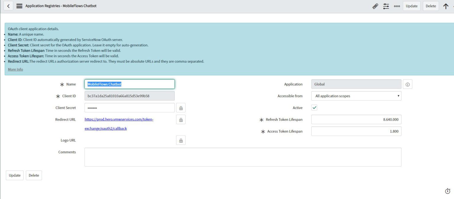 Configuring the OOTB Mobile Flows connector - Digital Workspace