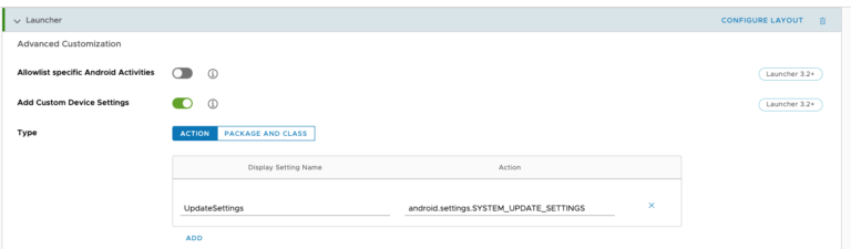 How to setup Workspace ONE Launcher to allow Users to access Update ...