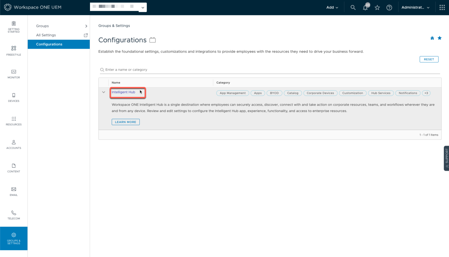 How to activate Hub Services - Digital Workspace