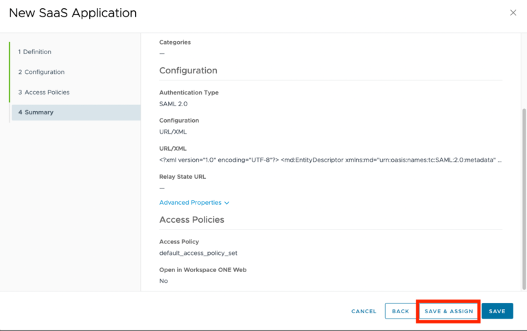 VMware Workspace ONE Access SAML SSO - Digital Workspace